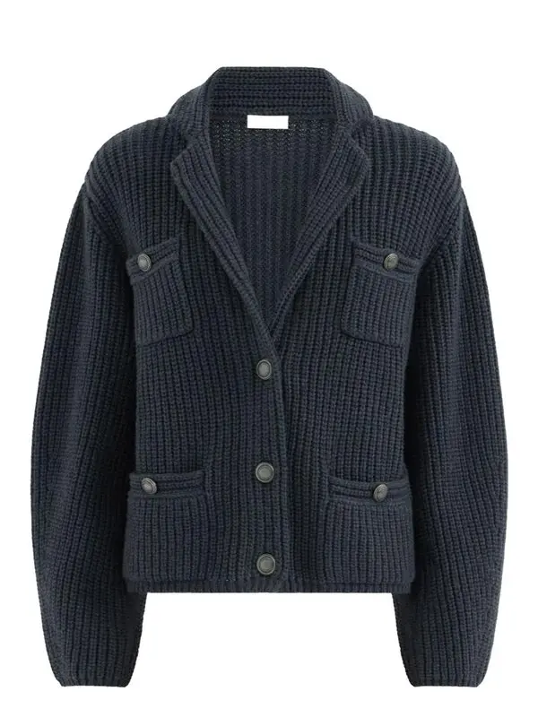 Brunello Cucinelli Cashmere Feather Yarn English Rib Cardigan - Blue