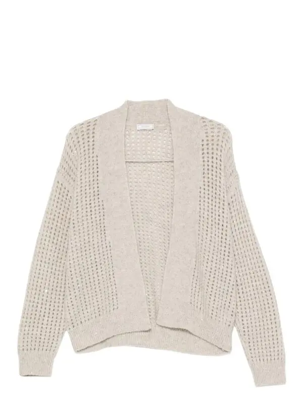 Peserico Sequin-embellished Open-knit Cardigan - Light Brown