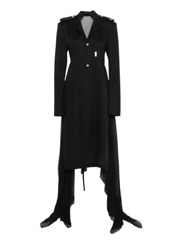ANN DEMEULEMEESTER Sheer-panelled Epaulette Coat - Black