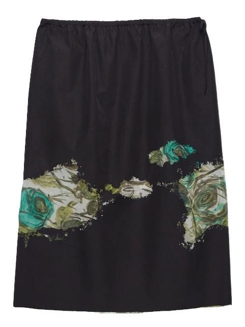 Prada Devoré Poplin Midi Skirt - Black