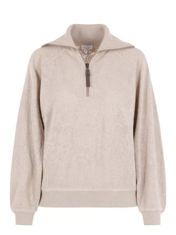 Brunello Cucinelli Long-sleeved Half-zip Jumper - Beige