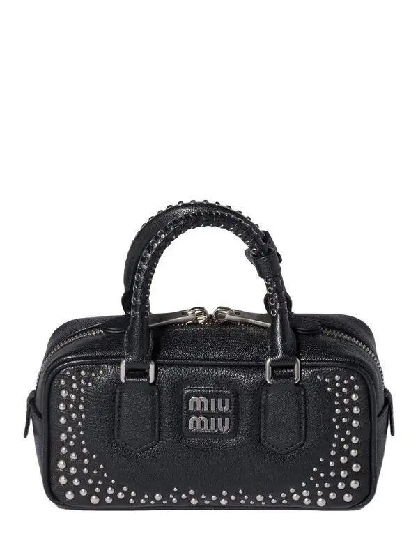 Miu Miu Arcadie Studded Leather Bag - Black