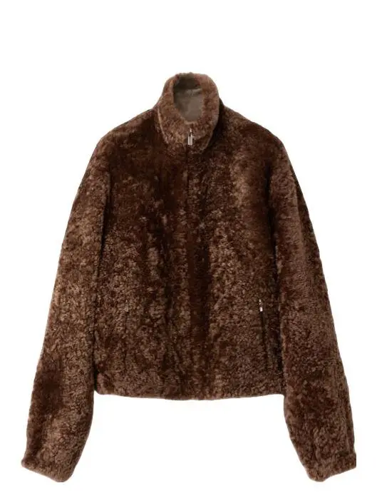 Miu Miu Shearling Blouson Jacket - Rust