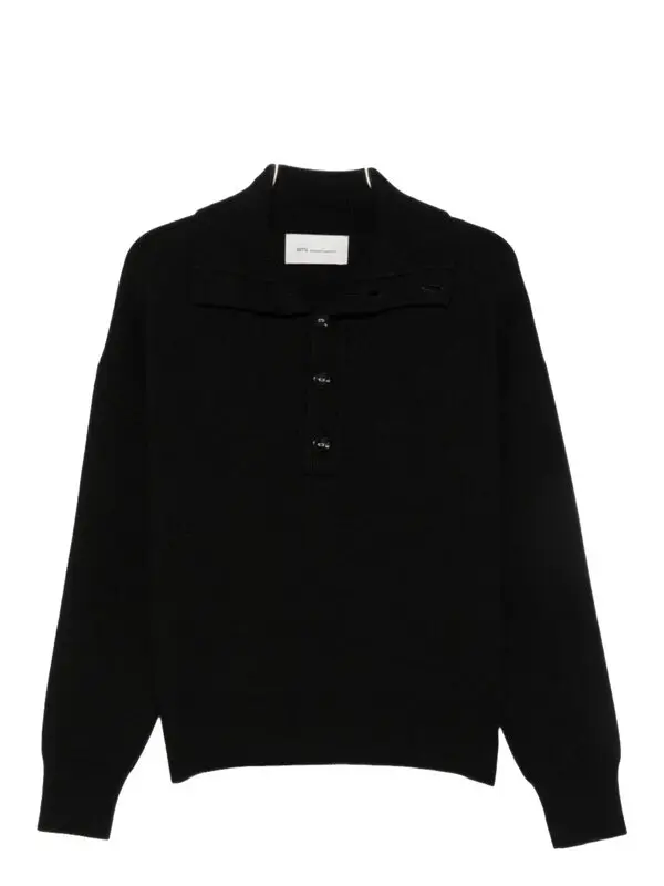 AMI Paris Button-up Sweater - Black