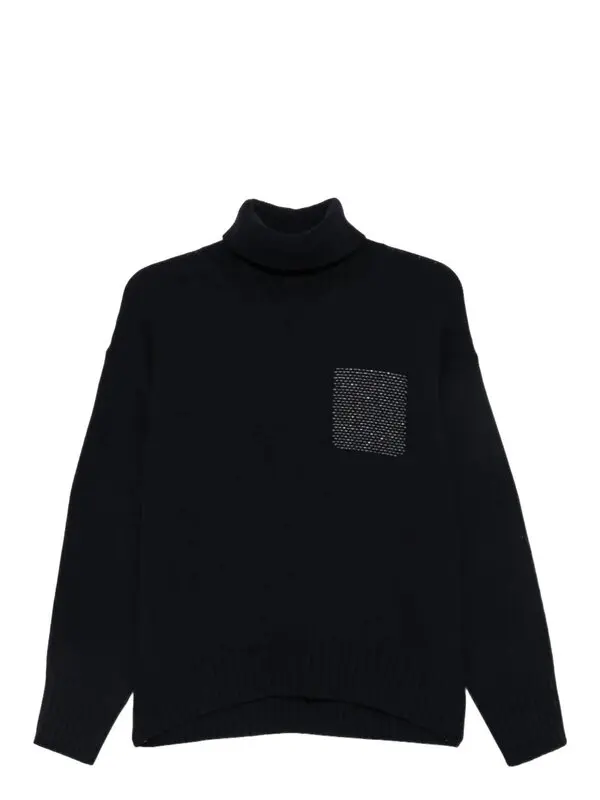 Peserico Embellished Roll-neck Jumper - Navy Blue