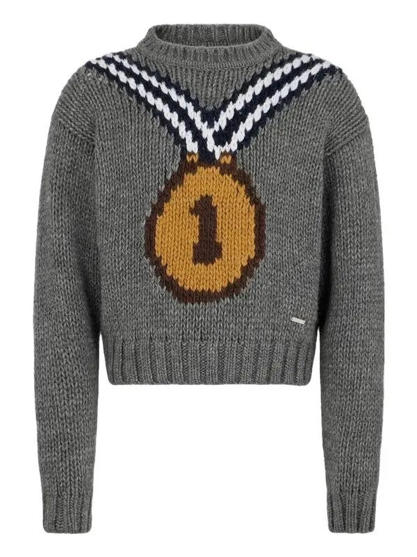 Dsquared2 Intarsia-knit Crew-neck Sweater - Grey