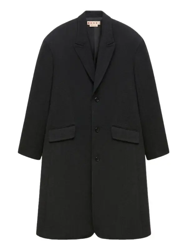 Marni Single-breasted Long Coat - Dark Gray