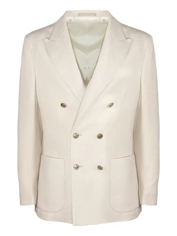 Eleventy Double-breasted Peaked-lapel Blazer - White