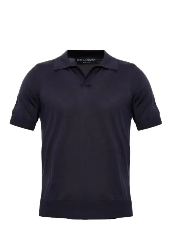 Dolce & Gabbana Dolce Gabbana Logo Embroidered Polo Shirt - Navy Blue