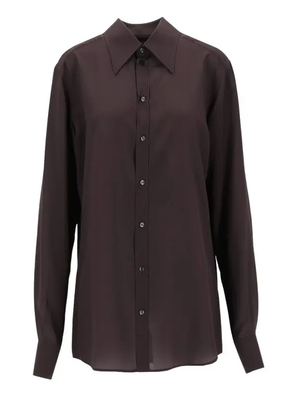 Dolce & Gabbana Crêpe-de-chine Gold Shirt - Brown