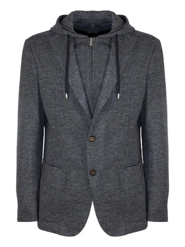 Eleventy Single-breasted Hooded Jacket - Grey