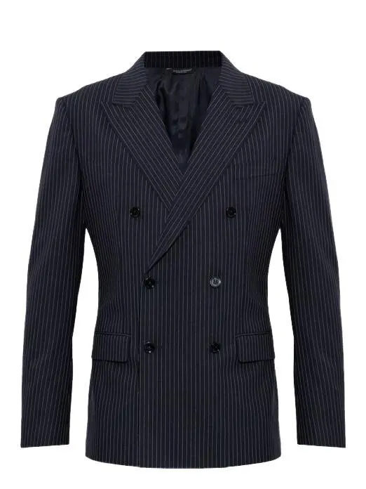 Dolce & Gabbana Dolce Gabbana Martini Double-breasted Pinstriped Jacket - Navy Blue
