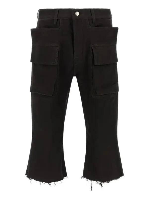 Rick Owens Tower Runway Cargo Bolan Distressed Cut Off Trousers - Black