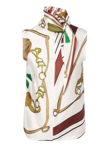 Dorothee Schumacher Cosmic Funghi Printed Tie-neck Silk Twill Top - Multi-color