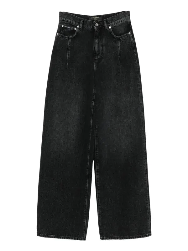 Dolce & Gabbana Logo-plaque Wide-leg Jeans - Black