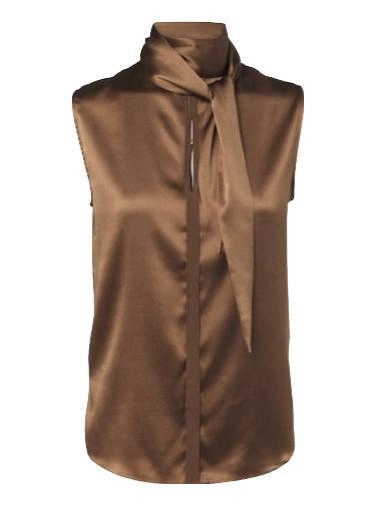 Dorothee Schumacher Sense Of Shine Silk-blend Satin Top - Brown