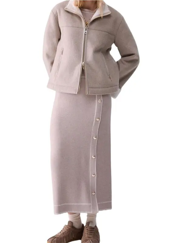 Liu Jo Boxy Synthetic Shearling Coat - Beige