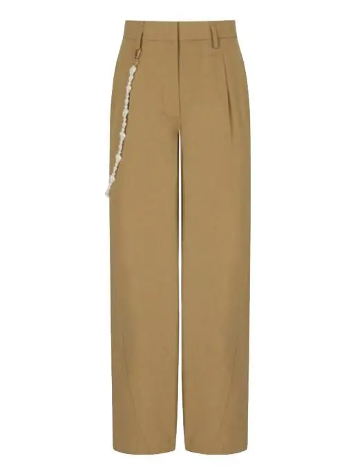 Essentiel Antwerp Tapered-leg Cotton Pants With Detachable Pearl Belt - Camel-colored
