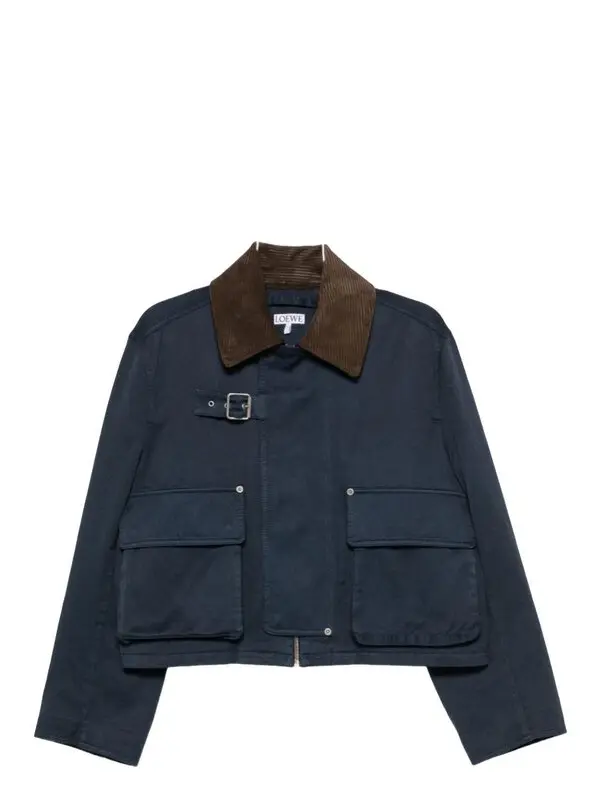 Loewe Buckle-detail Flap-pockets Jacket - Navy Blue