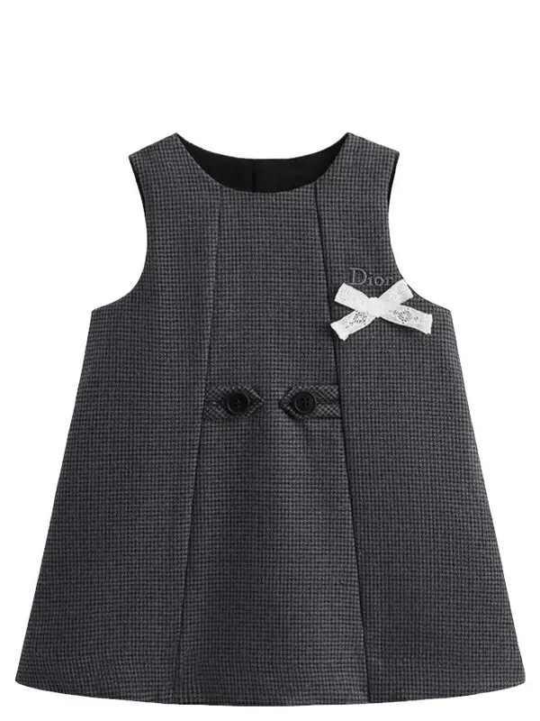 Dior Wool Houndstooth A-line Dress - Charcoal-grey