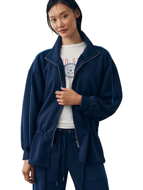 Bernardo Peplum Scuba Jacket - Dark Blue