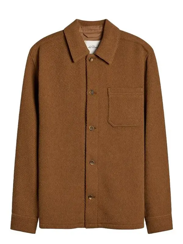 LES DEUX Twill Wool Overshirt - Rubber Brown