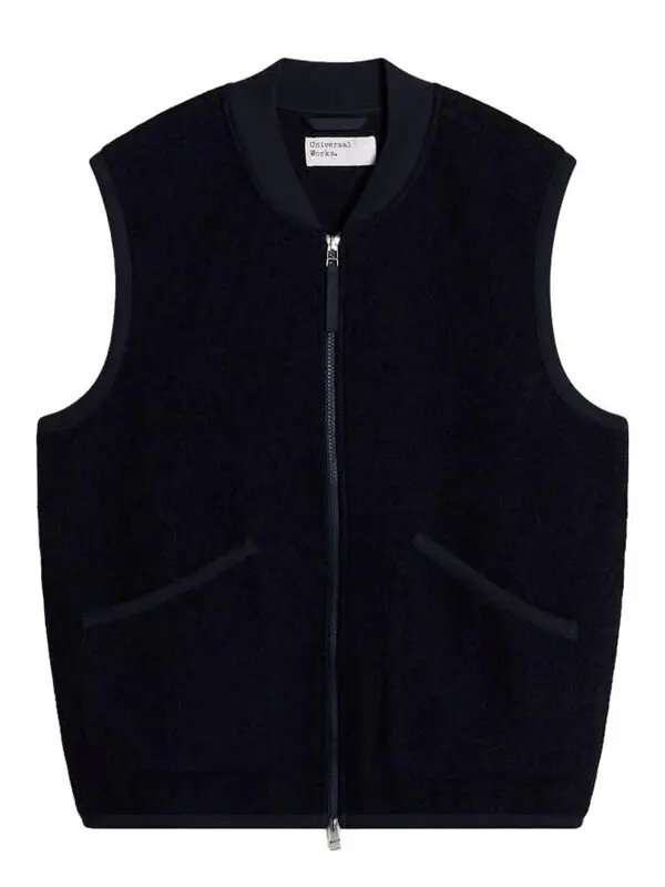 Universal Works Wool Fleece Zip Waistcoat - Navy