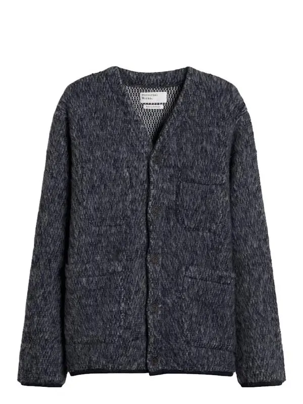 Universal Works Losso Mohair Mix Cardigan - Navy/pale Grey