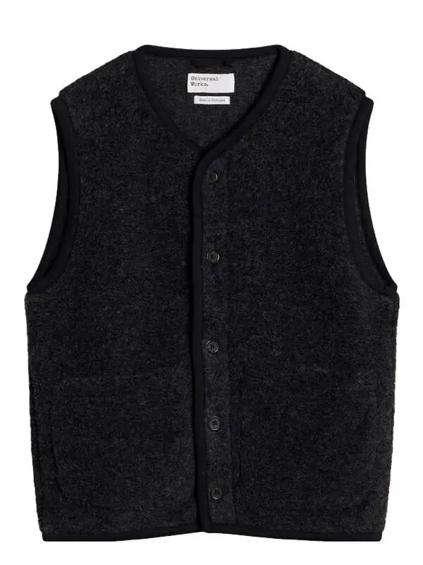 Universal Works Bouclet Fleece Lancaster Gilet - Charcoal