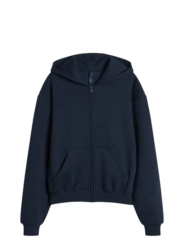 SKIMS Cotton Fleece Classic Zip Up Hoodie - Navy