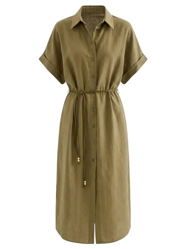 MONLICIA Solenne Cotton Midi Shirt Dress - Green
