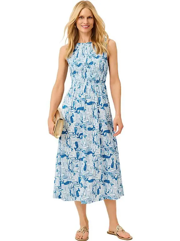 Lilly Pulitzer® Finnley Smocked Midi Dress - Blue