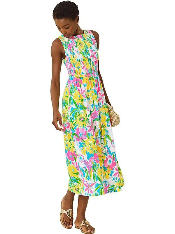 Lilly Pulitzer® Finnley Smocked Midi Dress - Multi Lovely Lilly