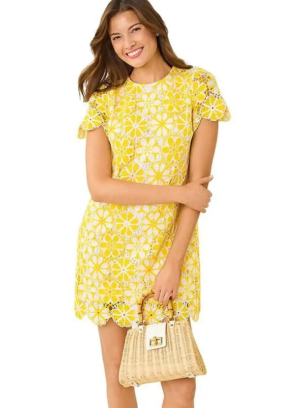 Lilly Pulitzer® Cortney Crochet Shift Dress - Yellow