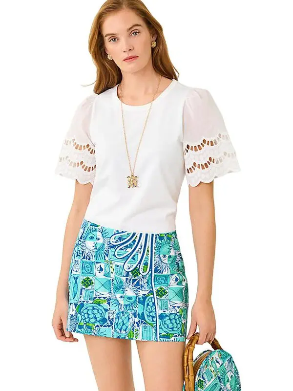 Lilly Pulitzer® Sebene Eyelet Knit Top - White