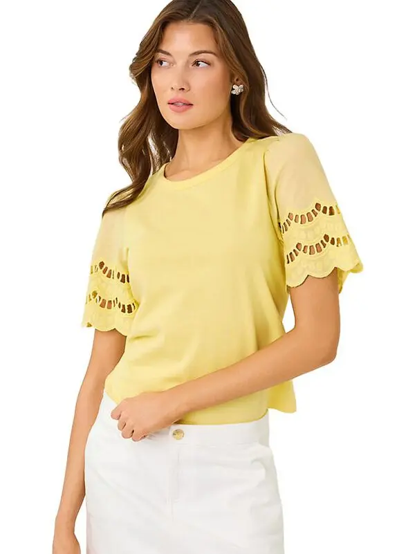 Lilly Pulitzer® Sebene Eyelet Knit Top - Yellow