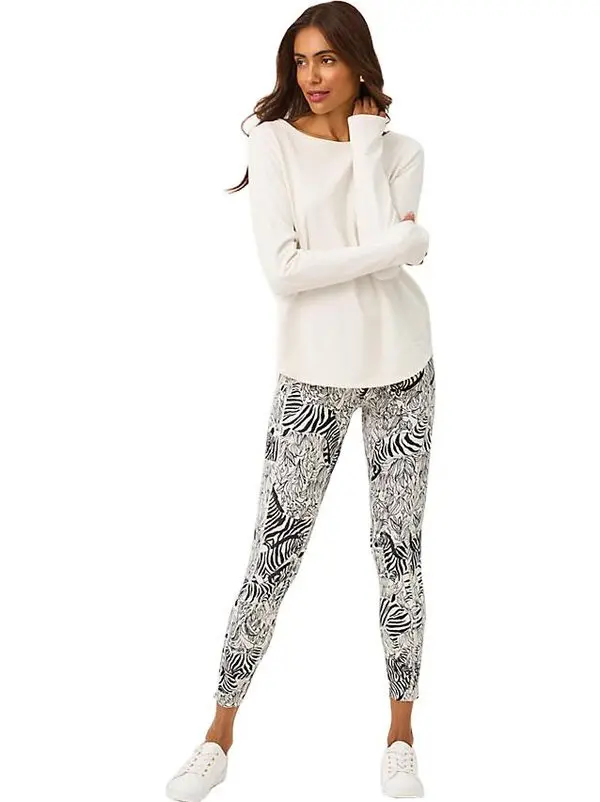 Lilly Pulitzer® Upf 50+ Luxletic 25" Endurance High Rise Midi Legging, Relaxed Fit - Coconut