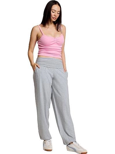 Pink All-day Cotton Foldover Jogger Pants - Grey