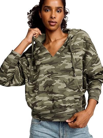 Pink Campus Fleece Shrunken Hoodie - Print