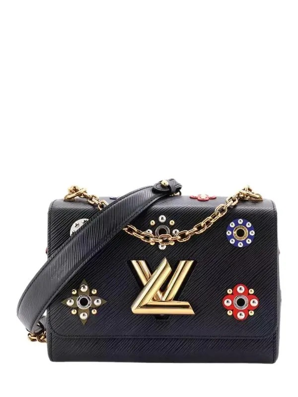 LOUIS VUITTON Limited Edition Flower Embellished Epi Leather Twist Mm Crossbody Bag - Black
