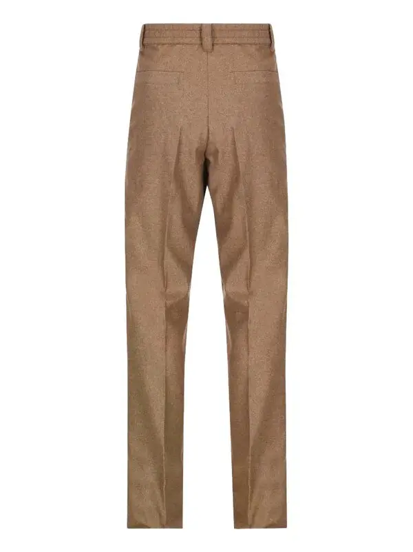 Loro Piana Reinga Pleated Melange-effect Trousers - Brown