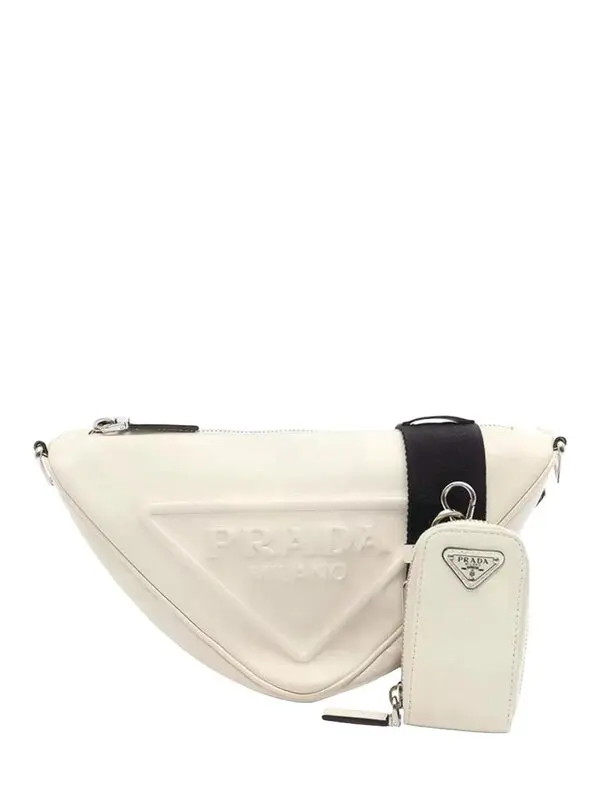 Prada Glace Lux Triangle Crossbody Bag - White