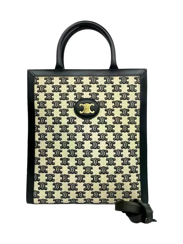 Celine Small Triomphe Canvas Vertical Cabas Tote Satchel - White