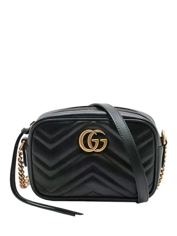 Gucci Mini Gg Marmont Matelasse Leather Cross Body Bag - Black