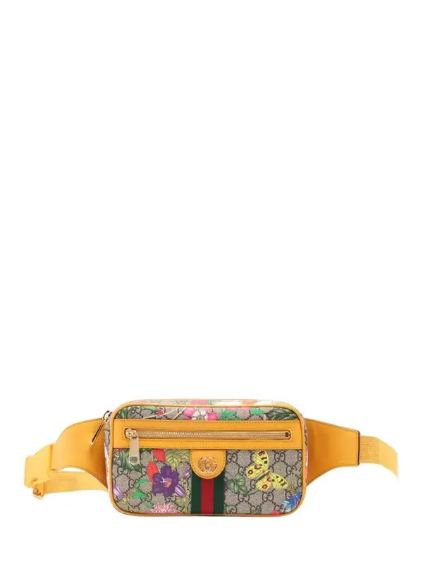 Gucci Gg Supreme Flora Web Ophidia Belt Bag - Neutrals