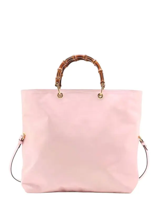 Gucci Tall Leather Bamboo Shopper Tote Satchel - Pink