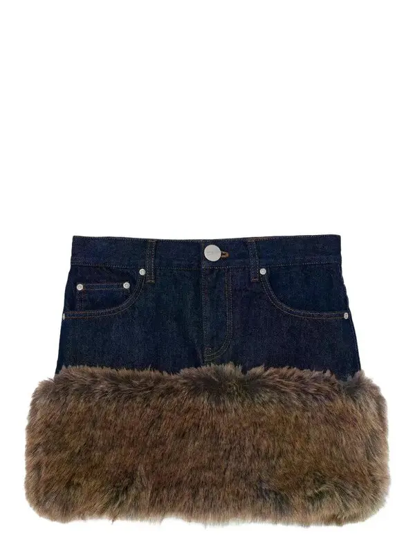Marc Jacobs Faux-fur Trimmed Denim Mini Skirt - Blue