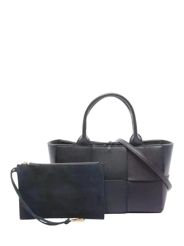 Bottega Veneta Mini Lambskin Intreccio Arco Tote Satchel - Black