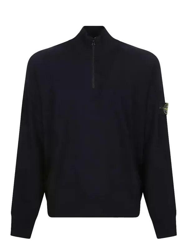 Stone Island Stretch Rws-wool Half-zip Jumper - Blue