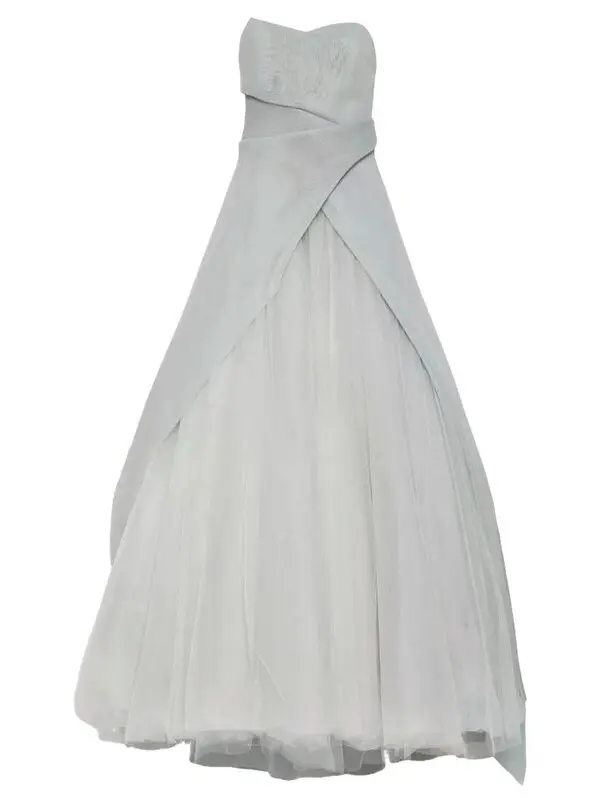 Monique Lhuillier Strapless Mesh-panelled Gown - Green